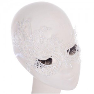 Artistic Asymmetric Vine Pattern White Lace Mask/ Masquerade