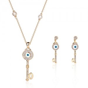 Shining Rhinestone Inlaid Eye Ball Fashion Key Necklace and Earrings 2 ...