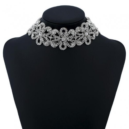 2 Colors Available Rhinestone Hollow Flowers Glistening Style High