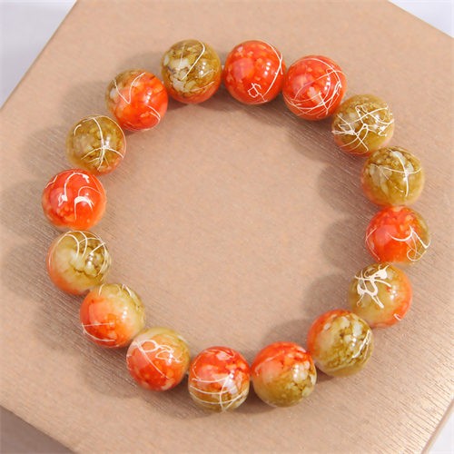 High Fashion Glass Beads Women Wholesale Bracelet Yellow and Orange